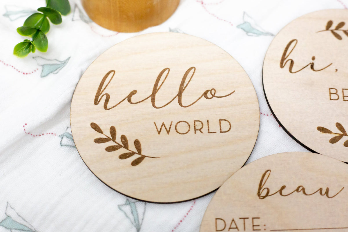 Leaf Plaques Set - Classic - Birth Announcement – Framed Design